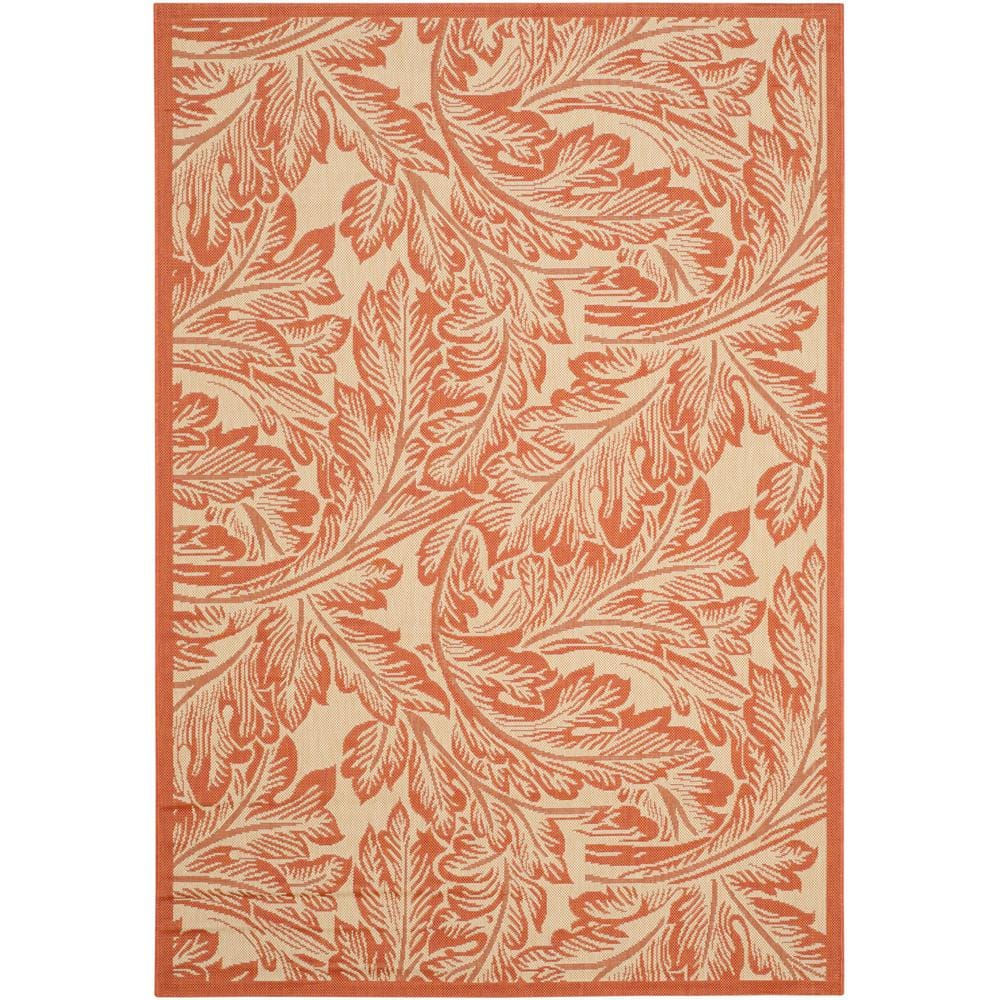 SAFAVIEH Courtyard Natural/Terracotta 4 ft. x 6 ft. Border Indoor ...