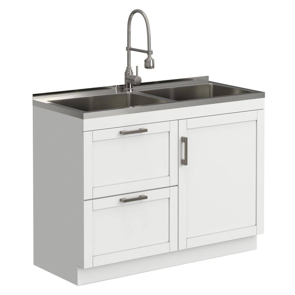 Simpli Home Hennessy All-In-One 46 in. Drop-In Utility Laundry Sink ...