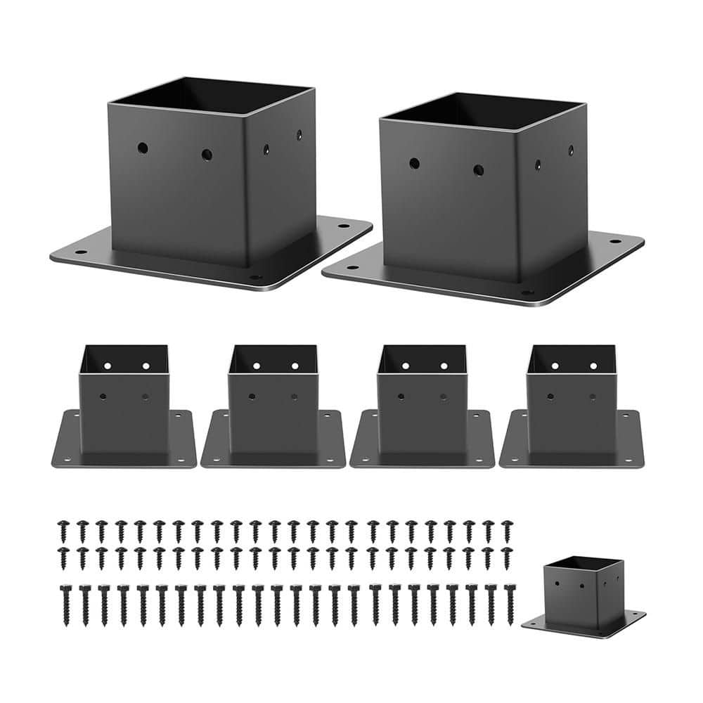 Afoxsos Matte Black Heavy Duty 4 x 4 Post Base Brackets Metal Anchor ...