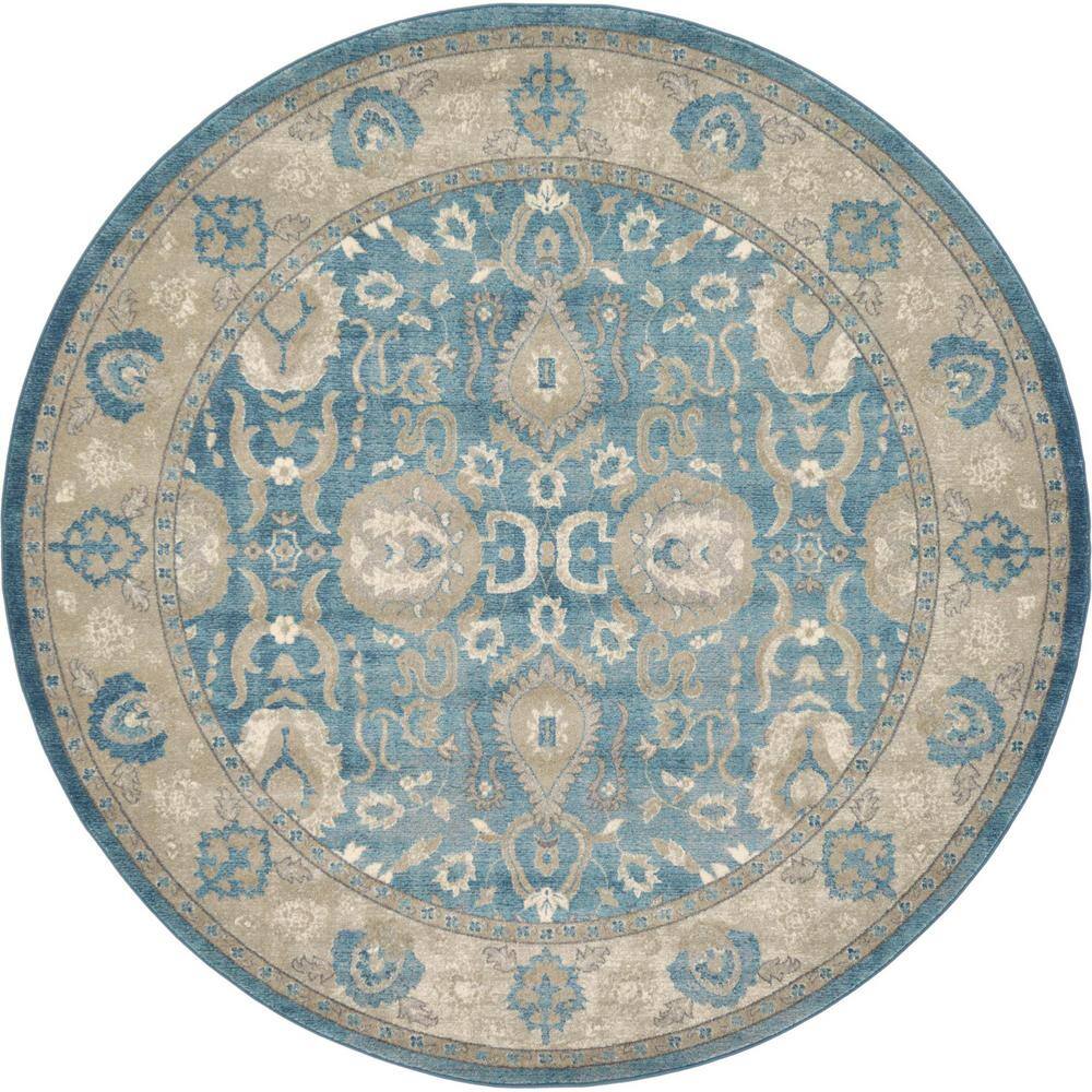 Unique Loom Salzburg Gaisberg Light Blue 8' 0 x 8' 0 Round Rug 3124909 ...