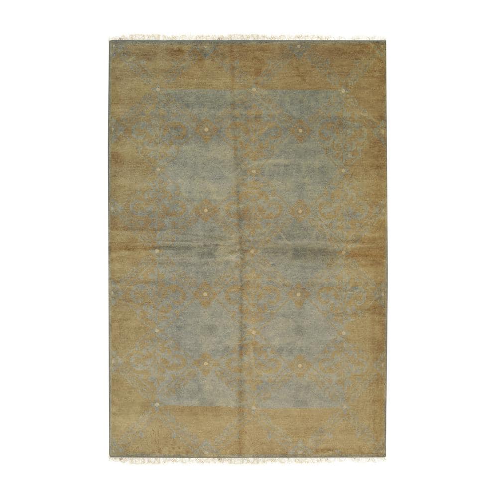 EORC Blue Handmade Wool Transitional Ningxia Rug, 10' x 14 ...