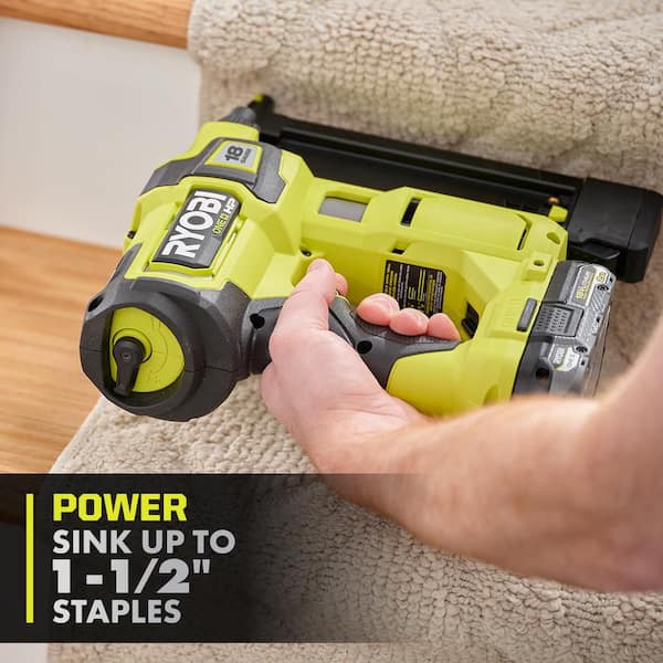 RYOBI ONE+ HP 18V Brushless Cordless 18-Gauge Narrow Crown Stapler ...