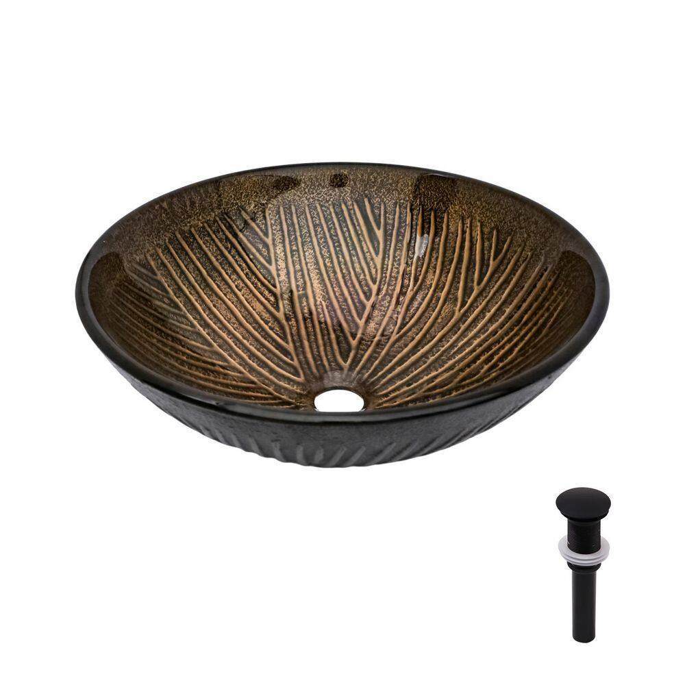 Miscool Avex 16.5 in. Round Bathroom Vessel Sink in Amber with Black ...