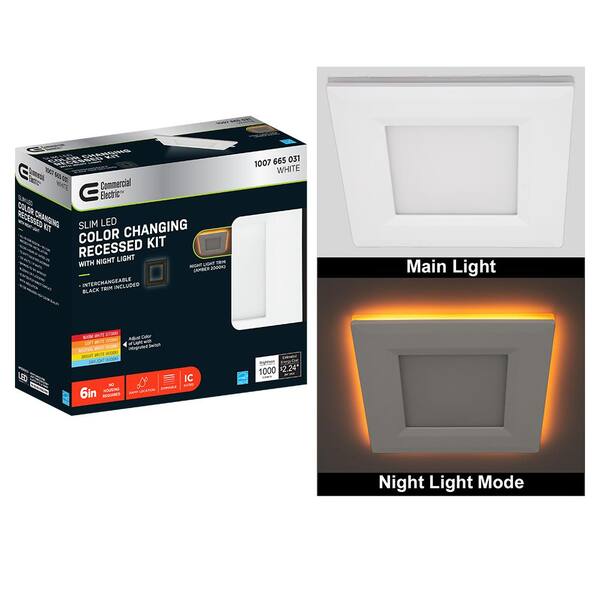 Commercial Electric 6 in. Square Canless Adjustable CCT Integrated LED ...