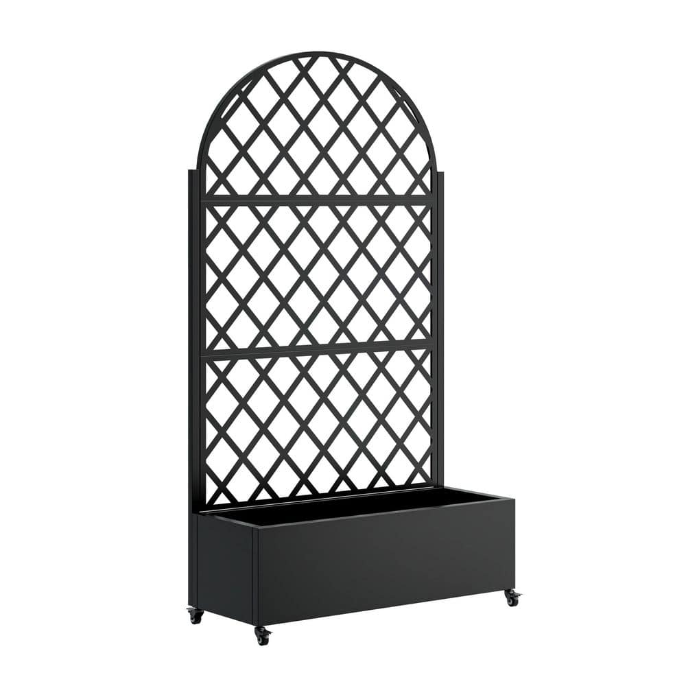 maocao hoom Metal Planter Box with Trellis Raised Garden Bed with 4 ...