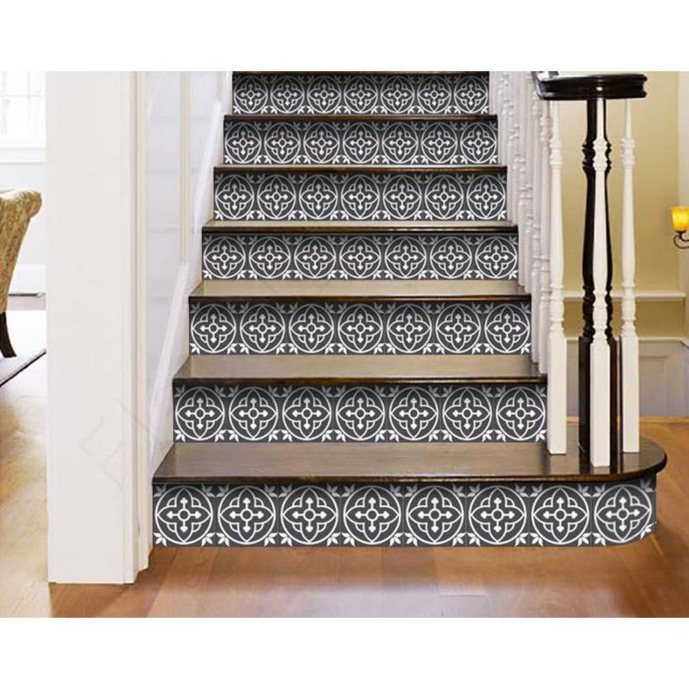 HomeRoots Gray/White 5 in. x 5 in. Vinyl Peel and Stick Removable Tile ...