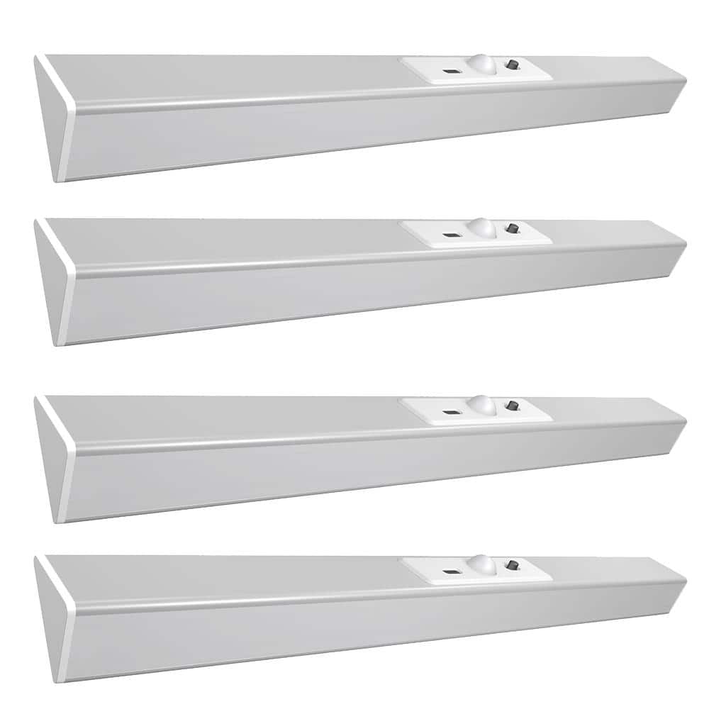 Feit Electric 13 in. Battery Operated LED Motion Sensor Stanless Steel ...