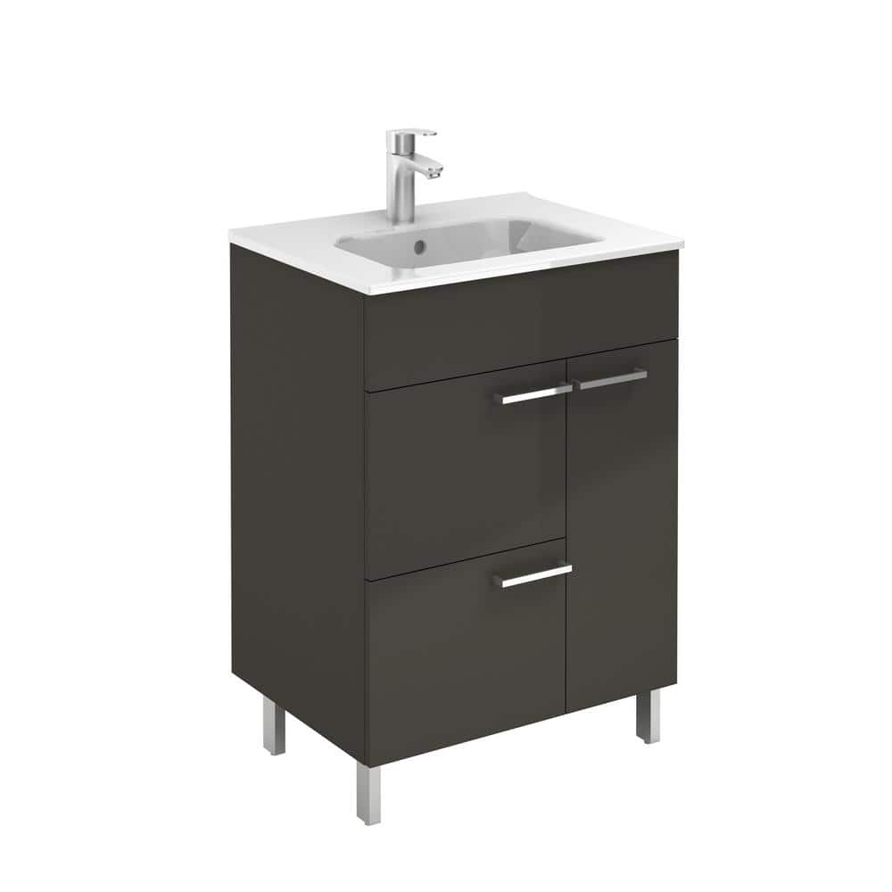 ROYO Confort 24 in. W x 18 in. D Vanity in Anthracite with Ceramic ...
