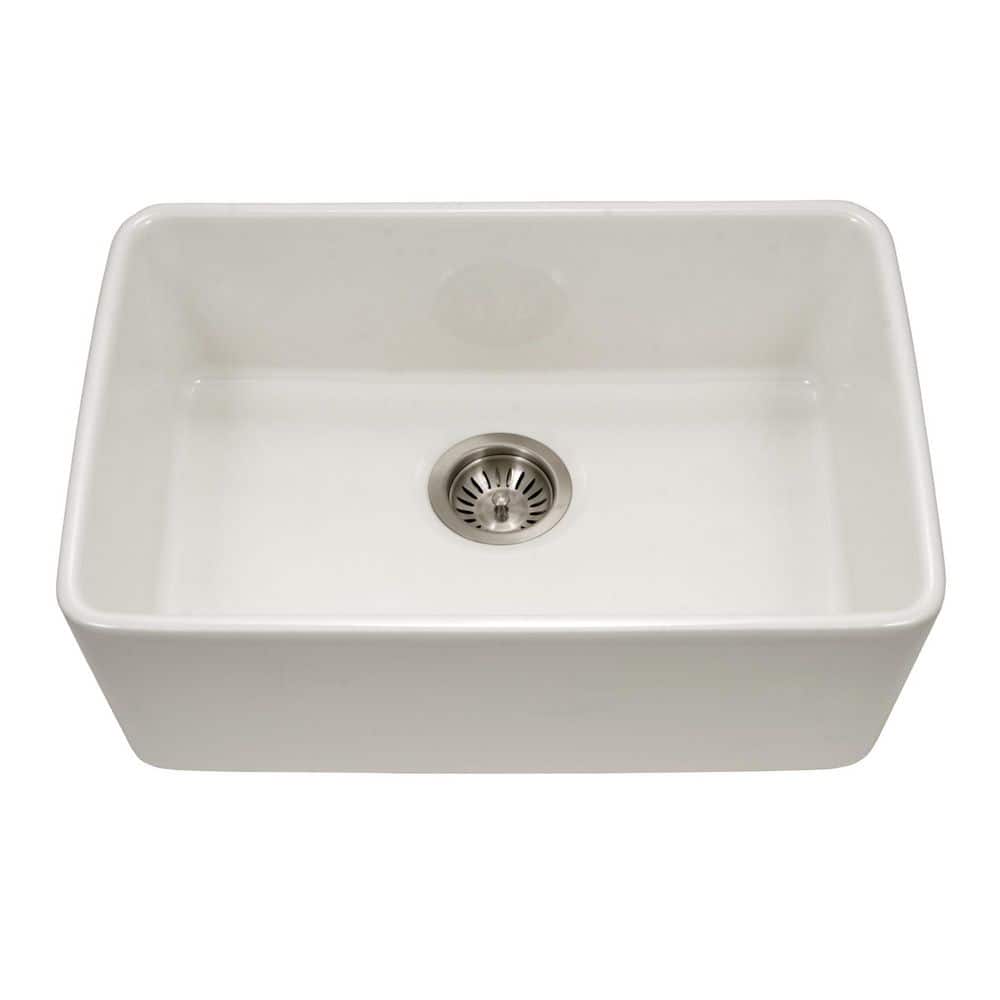 HOUZER Houzer Platus 24 in. Biscuit Fireclay Undermount Single Bowl ...