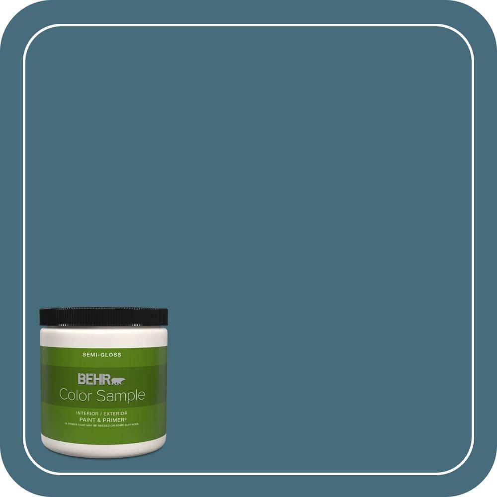 BEHR PREMIUM PLUS 8 oz. #S480-6 Poseidon Semi-Gloss Interior/Exterior ...