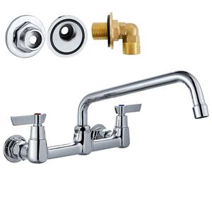 Double Handle Wall Mount Standard Kitchen Faucet in Chrome Polish RRE2 ...
