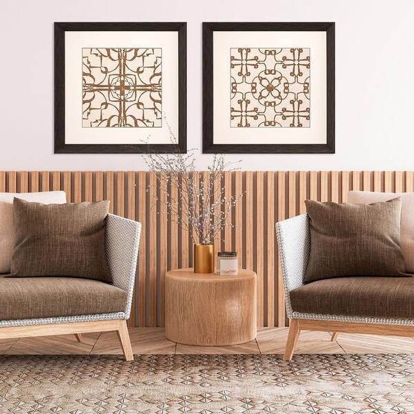 Paragon Motif on Cream by Saunders 2 Piece Framed Giclee Abstract Art ...
