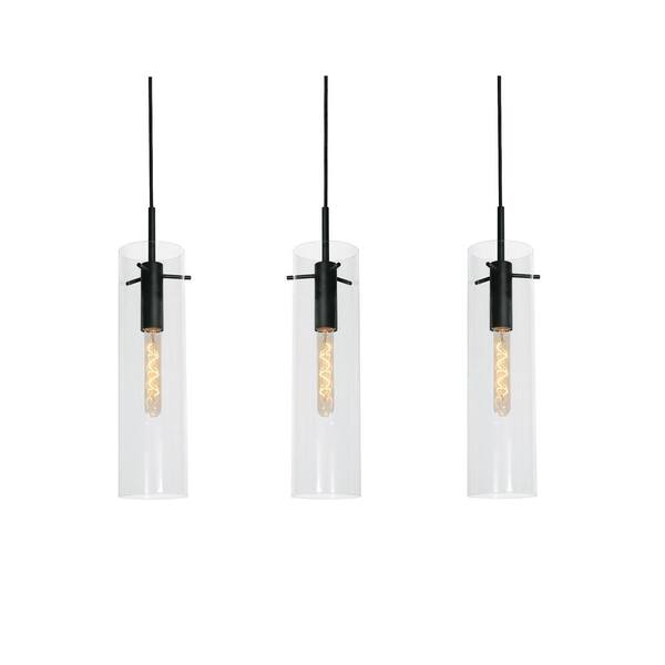 AFX Vista 60-Watt 3-Light Pendant Light Black with Clear Glass Shade ...