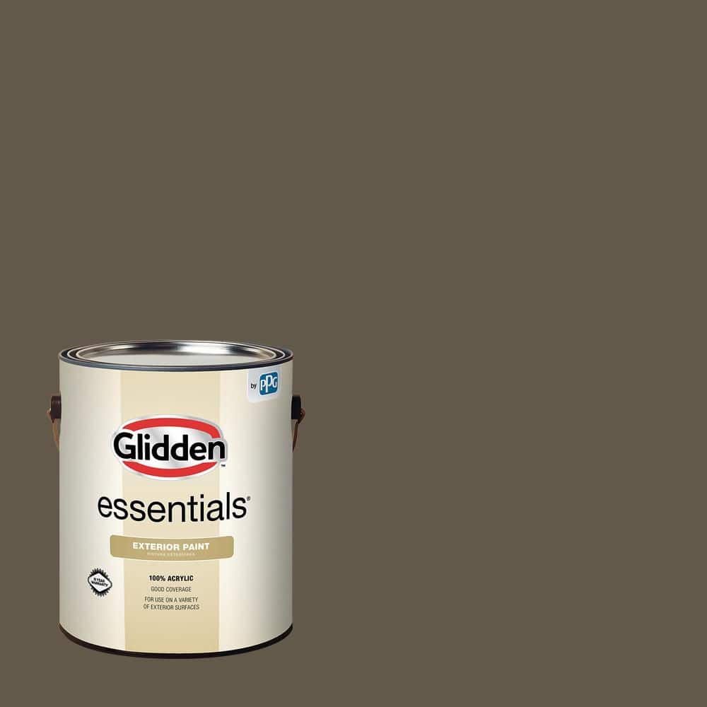 Glidden Essentials 1 gal. PPG1000-7 Chocolate Lab Satin Exterior Paint ...