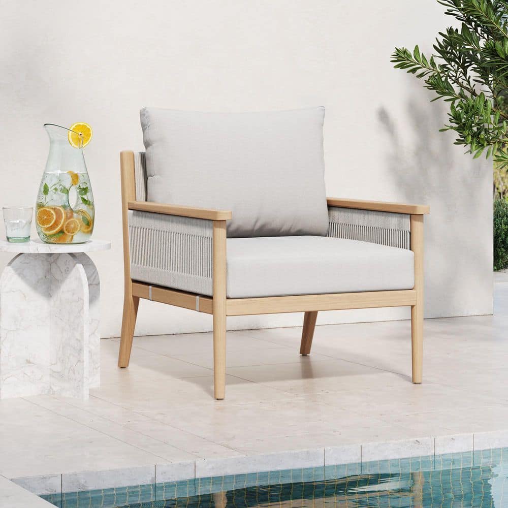 Nathan James Kayden Bohemian Raw Oak Solid Wood Outdoor Armchair with ...