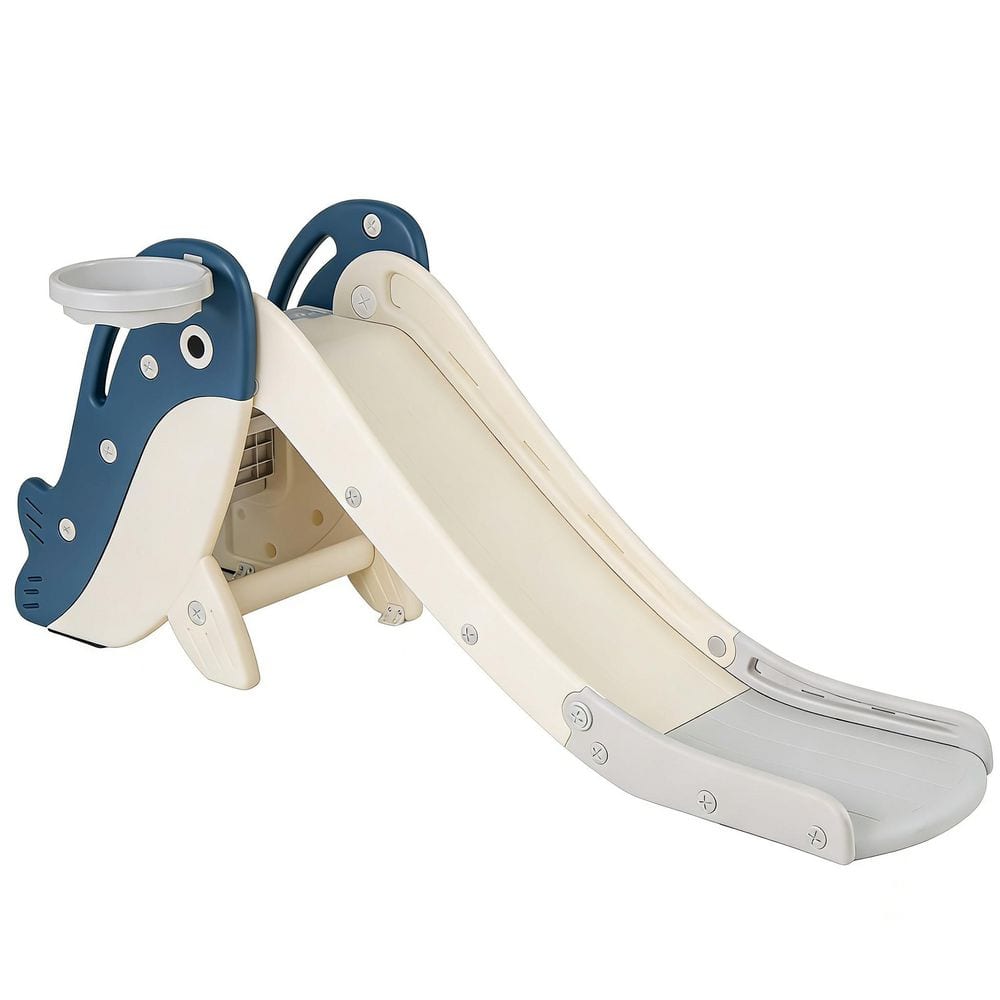 Costway 4-in-1 Toddler Slide Playground with Basketball Hoop Ball Ring ...
