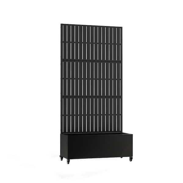 SpassWay 6 ft. H x 3 ft. W Metal Planter Box with Trellis Black AHD ...