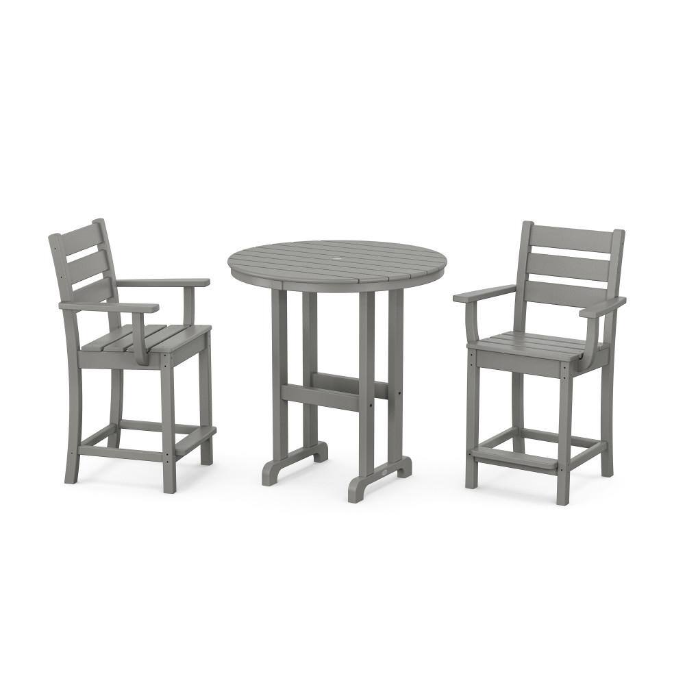 POLYWOOD Grant Park Slate Grey 3-Piece HDPE Plastic Farmhouse Counter ...