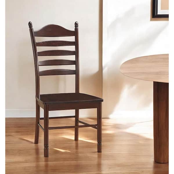 HomeRoots Espresso Wood Ladder Back Side Chair 2000517738 - The Home Depot