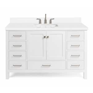 Design Element Valentino 54 in. W x 22 in. D Bath Vanity in White with ...