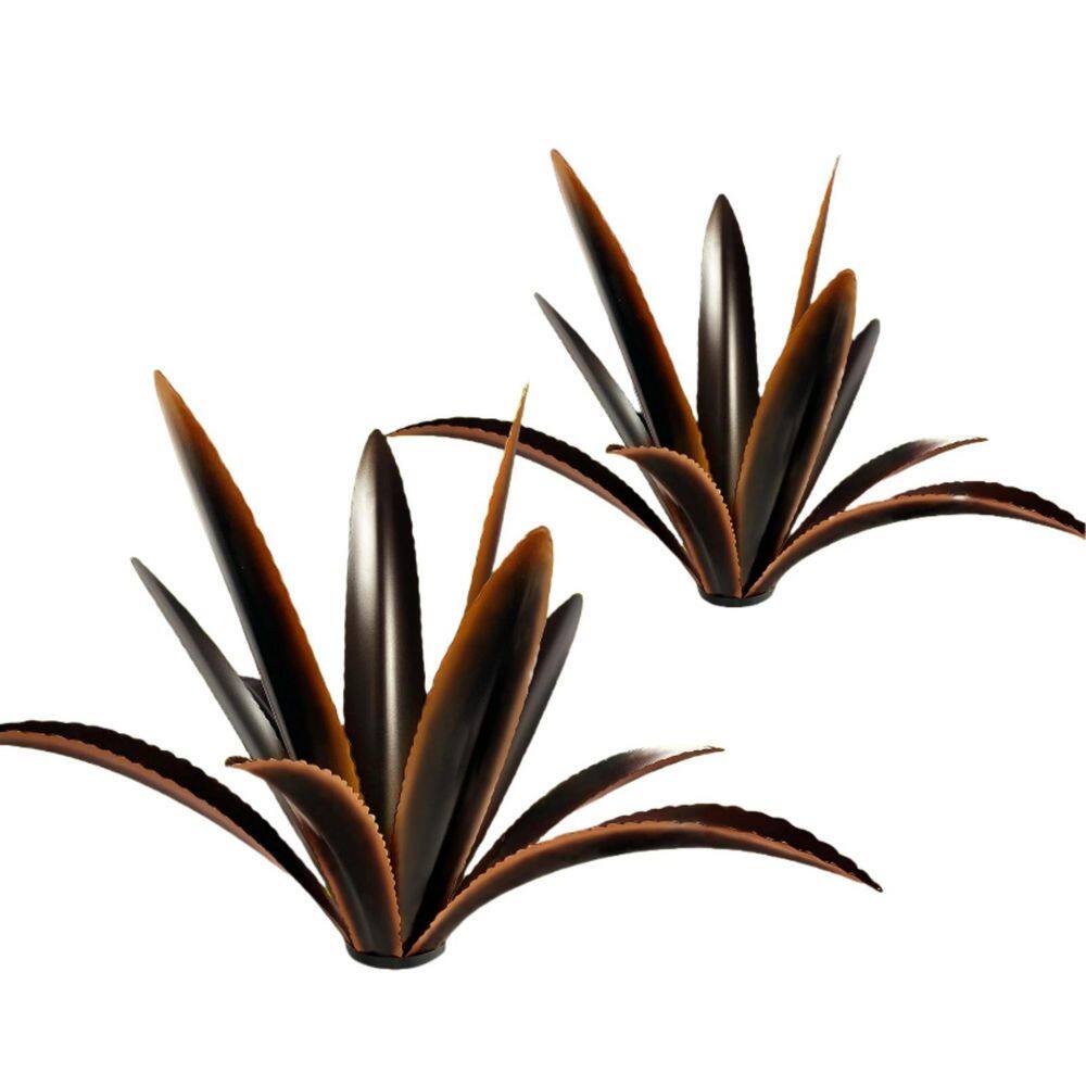 Agave Metal Plant Country Garden Sculpture (2,12 Leaves Black ...