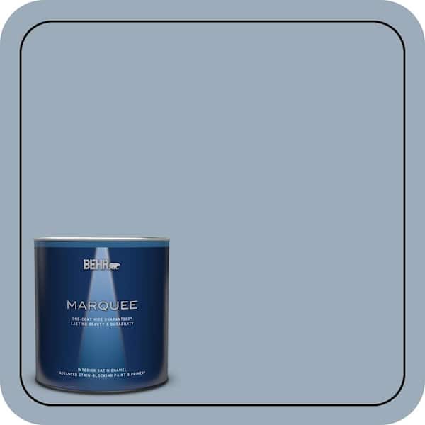 BEHR MARQUEE 1 qt. #570F-4 Blue Willow Satin Enamel Interior Paint ...