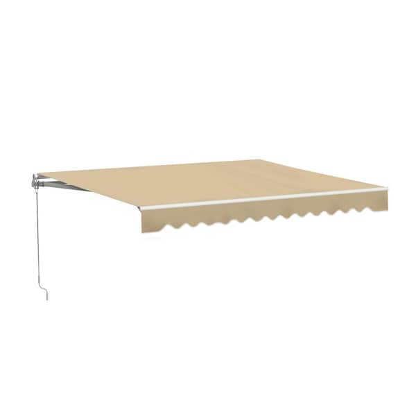 ALEKO 12 ft. Caribbean Polyester Manual Retractable Patio Awning 10 ft ...
