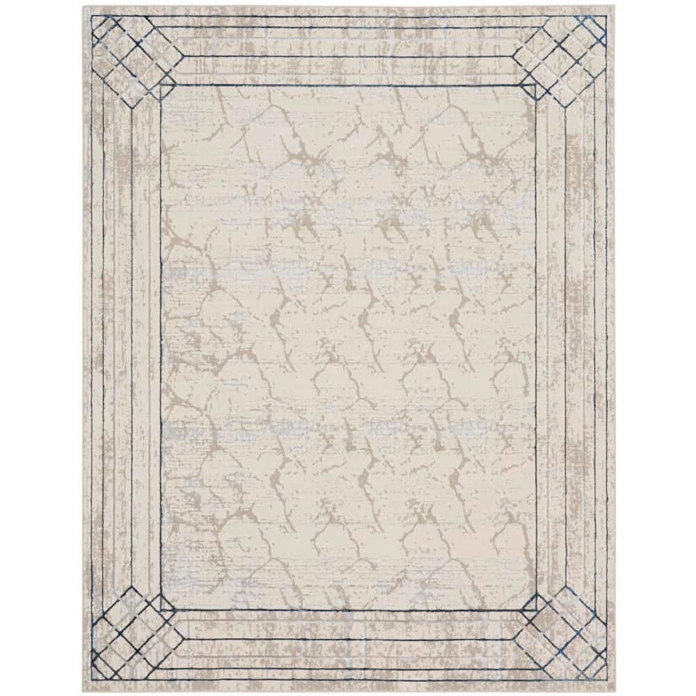 Nourison Glam Ivory/Taupe 9 ft. x 12 ft. Abstract Contemporary Area Rug ...