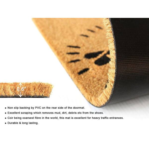 Welcome Fingers Crossed Natural 18 in. x 30 in. Coir Non-Slip Outdoor ...