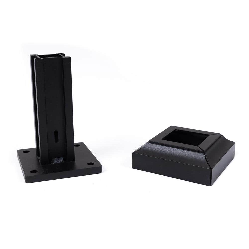 Deckorators 2 in. x 2 in. Black Metal Flange Mount Kit for Privacy ...