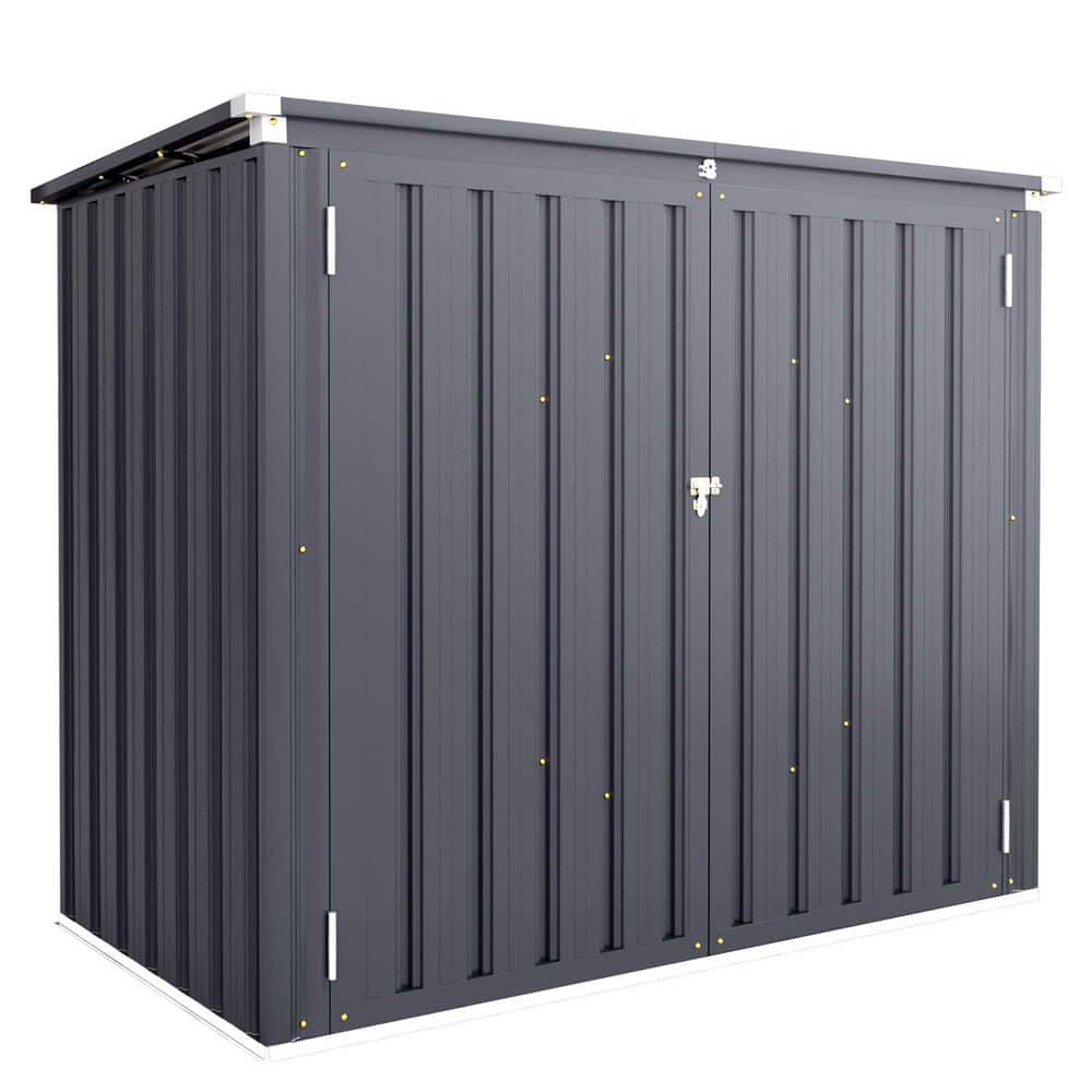Zeus & Ruta 5 ft. W x 3 ft. D Metal Storage Shed with 2-Doors for Backyard Garden in Gray (15 sq ...
