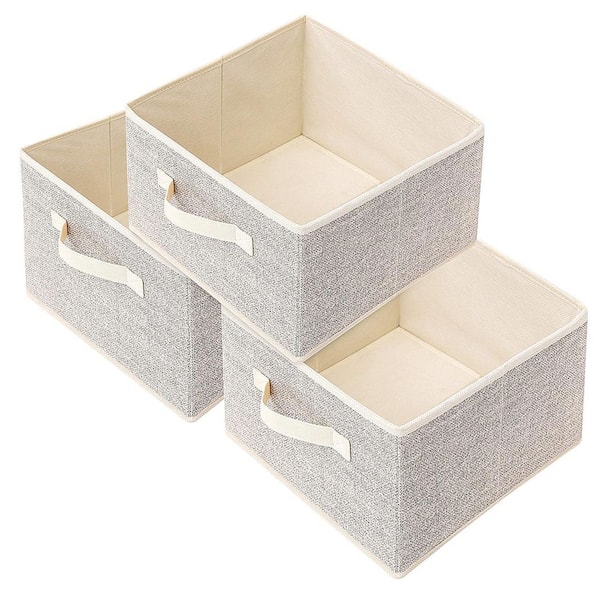 Afoxsos Natural Beige 11 in x 7.8 in Non-Woven Fabric Storage Baskets ...