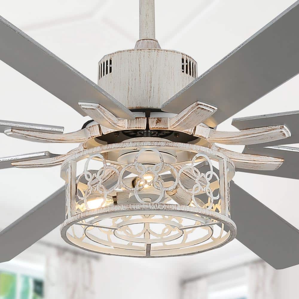 Oaks Aura Anmore 72 in.Distressed White Color-changing Indoor Farmhouse ...