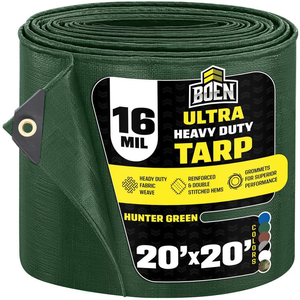 Reviews for BOEN 20 ft. x 20 ft. Green Ultra Heavy-Duty 16 Mil Thick ...