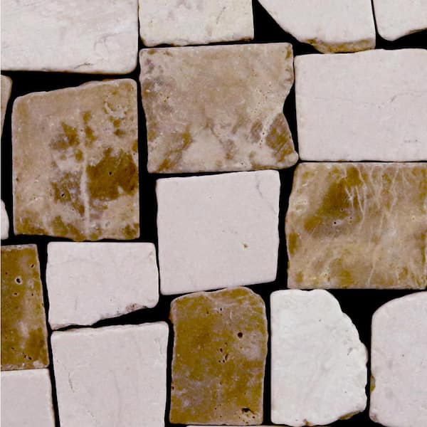 CRUZ BAY STUDIO Block Mosaic Tile Sample Color Tan and White 4 in. x 6 ...