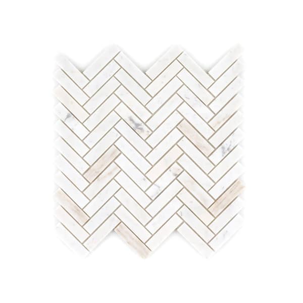 Jeffrey Court Take Home Tile Sample - Cascade Milky Veil White 4 in. x ...