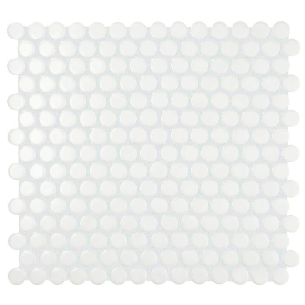 Daltile Restore Satin White 11 in. x 13 in. Matte Ceramic Penny Round ...