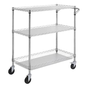 VEVOR Kitchen Utility Cart 30 in. Wire Rolling Cart with Wheels Metal ...