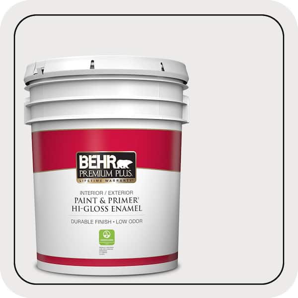 BEHR PREMIUM PLUS 5 gal. #640E-1 Silver Chalice Hi-Gloss Enamel ...