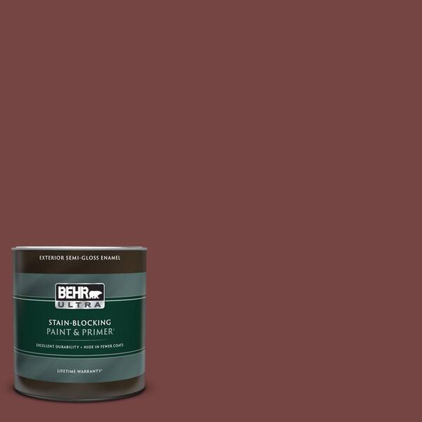 BEHR ULTRA 1 qt. #S130-7 Cherry Cola Semi-Gloss Enamel Exterior Paint ...
