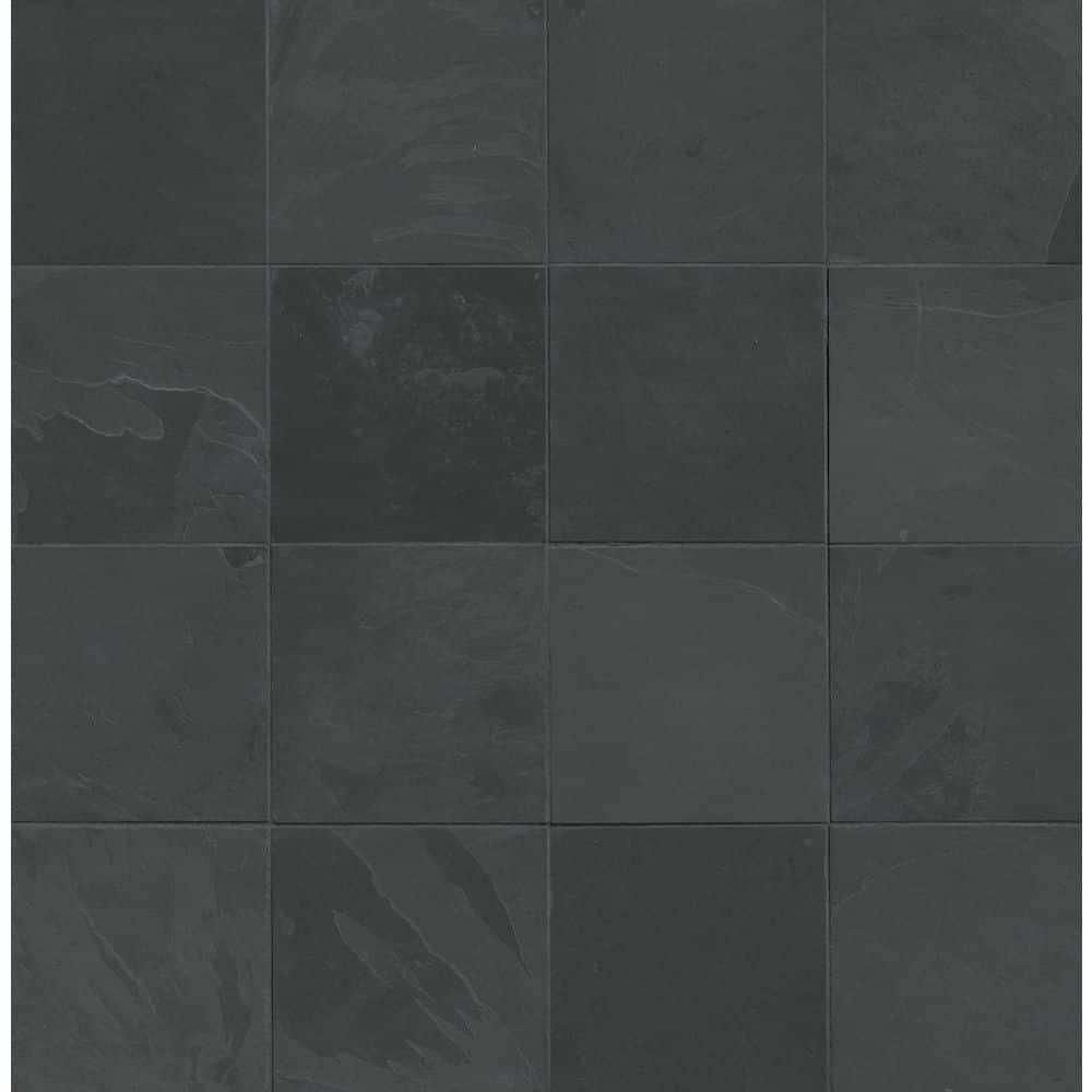MSI Montauk Black Classic Gauged Slate Tile, 12 in. x 12 in. Floor and ...