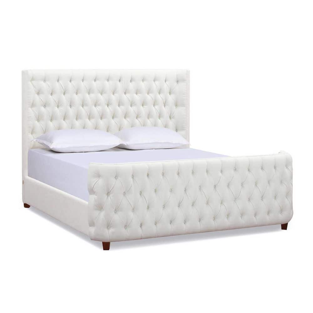 Jennifer Taylor Brooklyn Antique White Tufted Frame King Panel Bed with ...