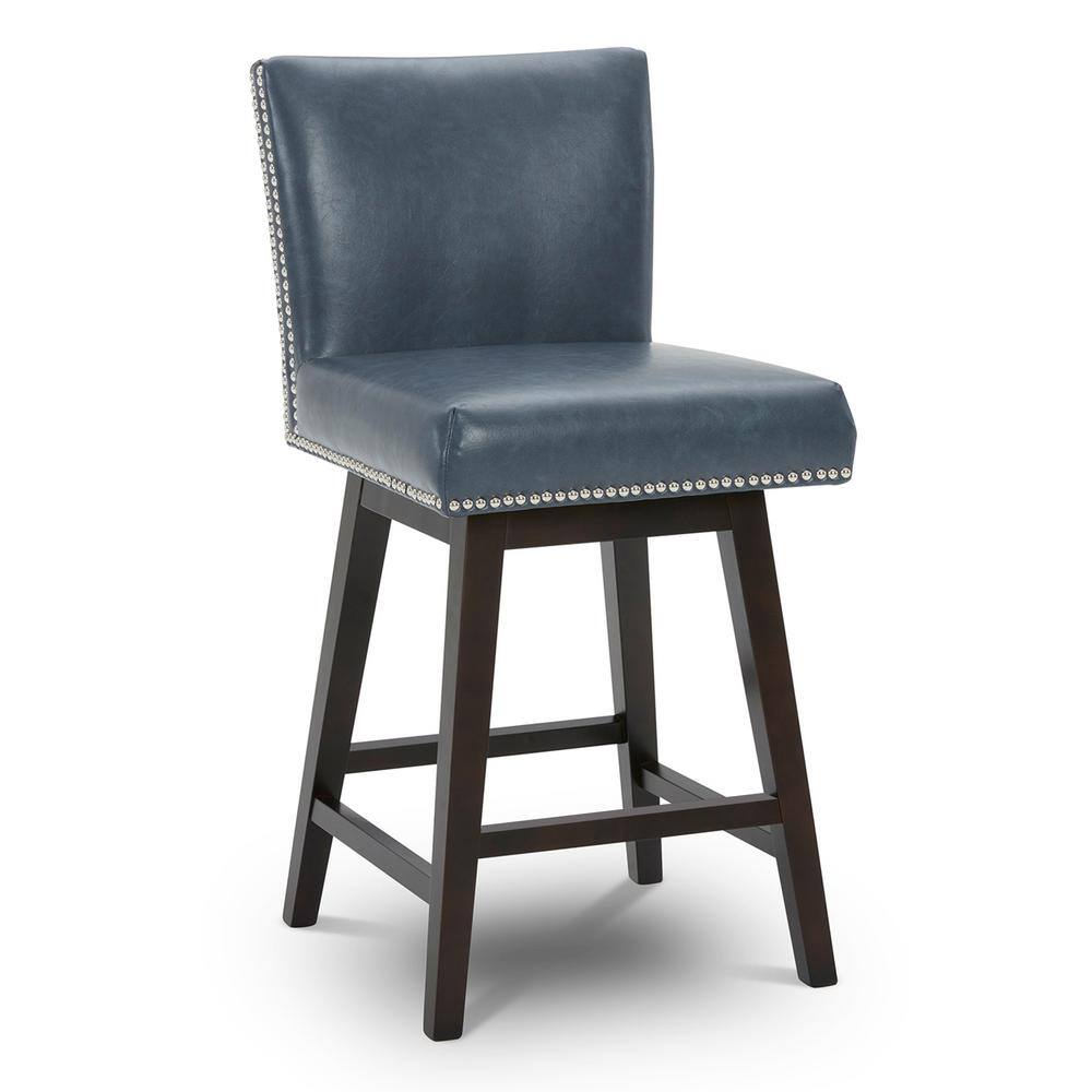 Spruce & Spring Frank 26 in. Ink Blue High Back Solid Wood Frame Swivel ...