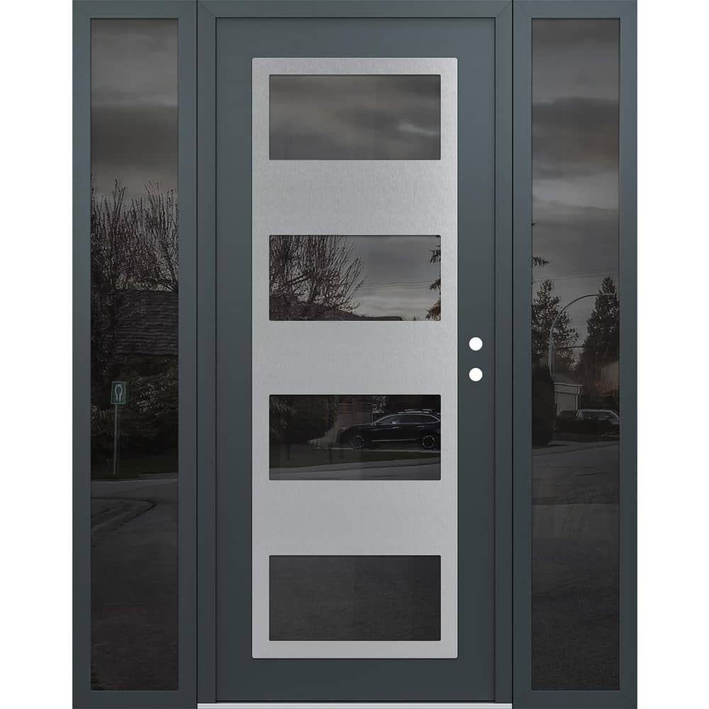 Tessari Doors C2 60 in. x 80 in. Silver P-Left-Hand/Inswing Mirrored ...