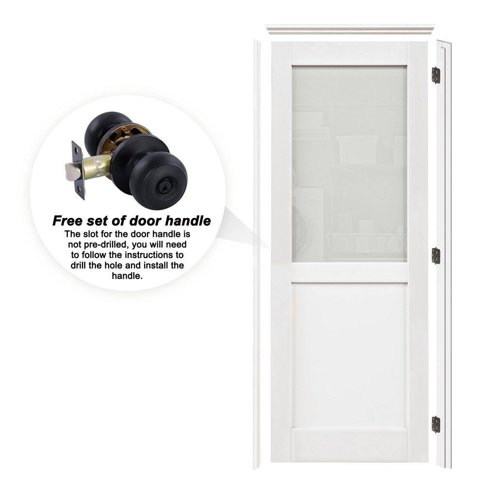 ARK DESIGN 32 in. x 80 in. 1/2-Lite Frosted Glass Right White Solid ...