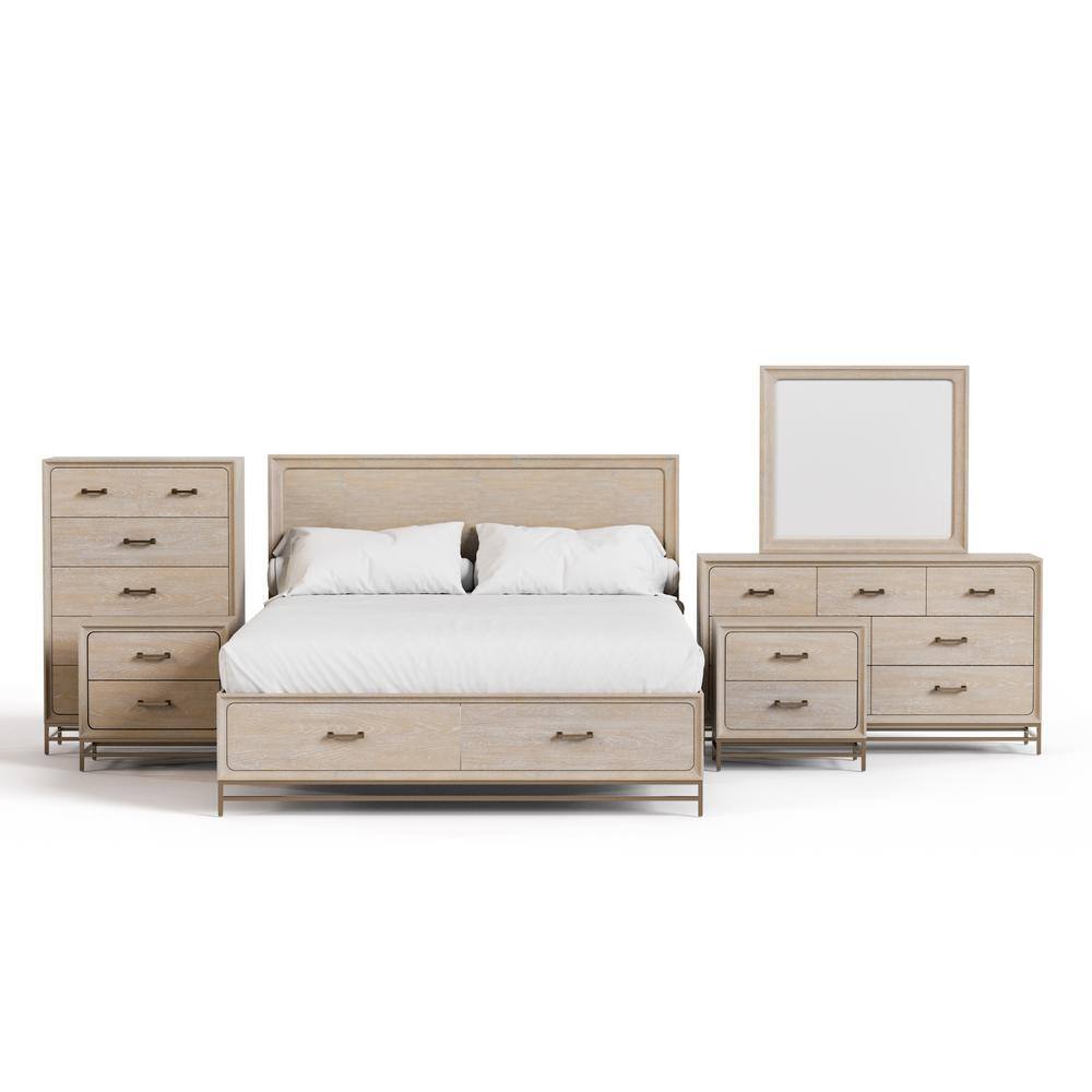 Furniture of America Lena 6-Piece Oak Wood Queen Bedroom Set With 2 ...