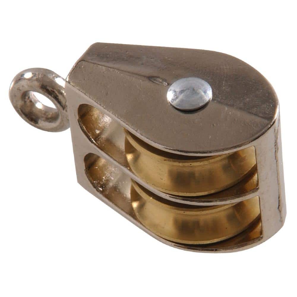 Hardware Essentials Solid Brass Double Sheave Fixed Pulley (1/2 ...