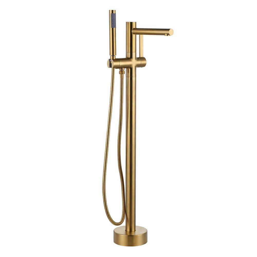ALEASHA Single Handle Floor Mount Brass Freestanding Bathtub Faucet Tub ...