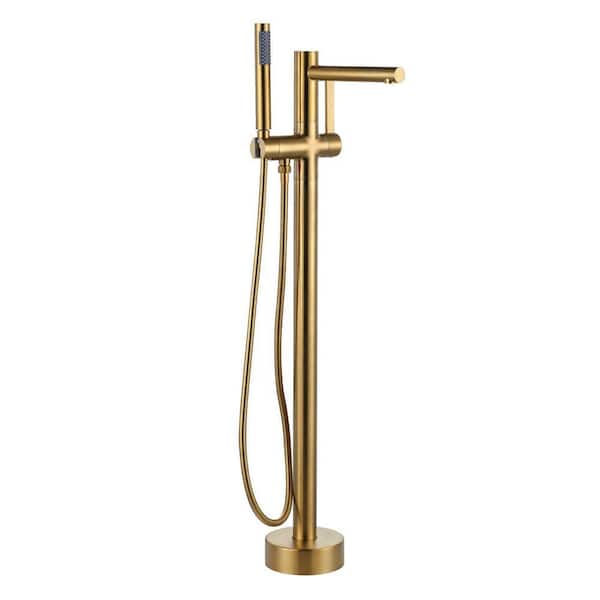 ALEASHA Single Handle Floor Mount Brass Freestanding Bathtub Faucet Tub ...