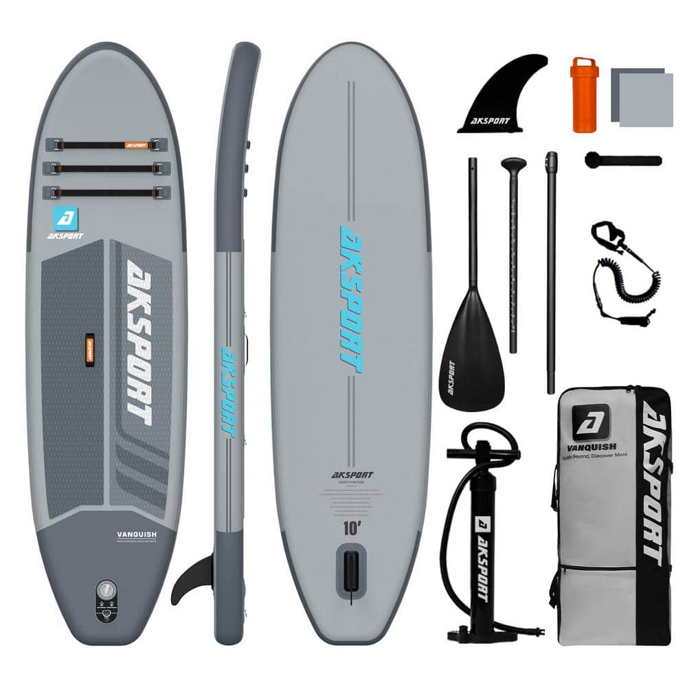 Misopily Premium 120 in. Gray PVC Standup Inflatable Paddle Board with ...